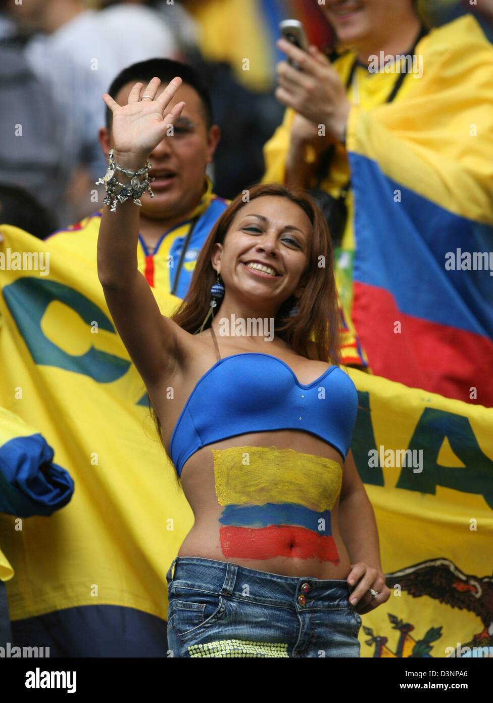 A Ecuadorian fan waves during the group A preliminary match of 2006 ...
