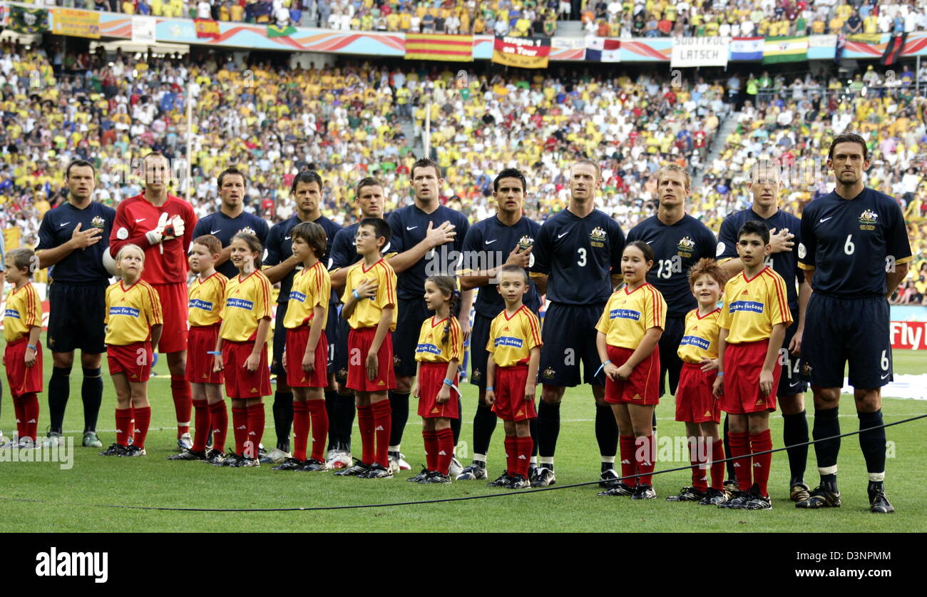 Australian players (L-R) Mark Viduka, Mark Schwarzer, Lucas Neill, Mile ...