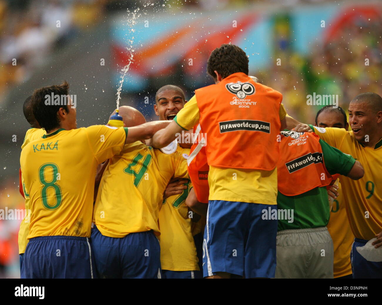 The team of Brazil celebrates after winning the group F match of the ...