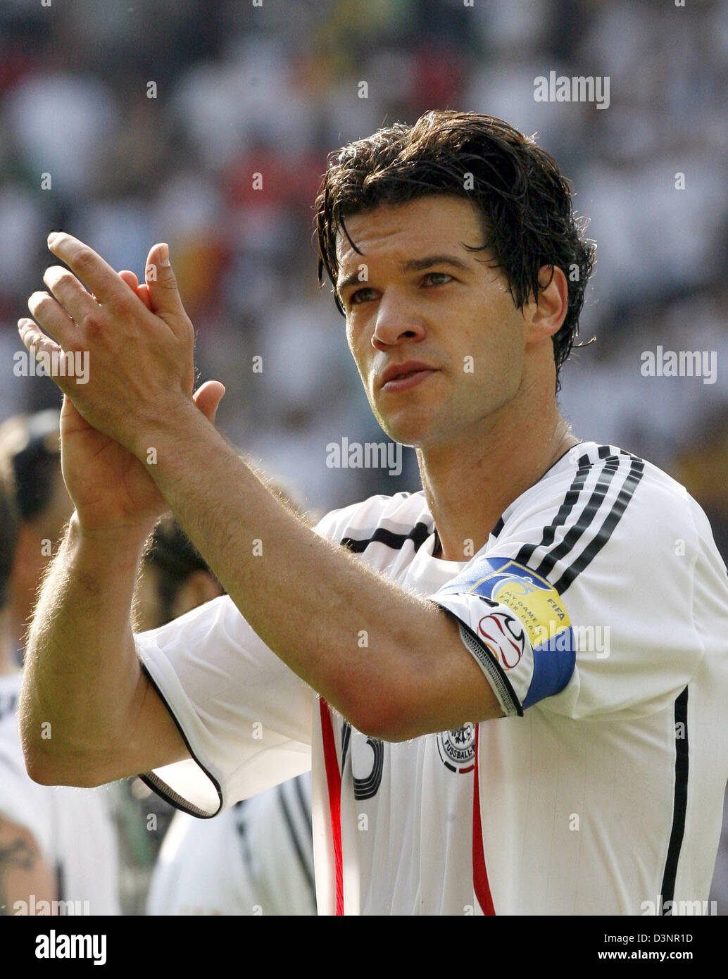 Michael Ballack of Germany celebrates the 3-0 against Ecuador after the ...