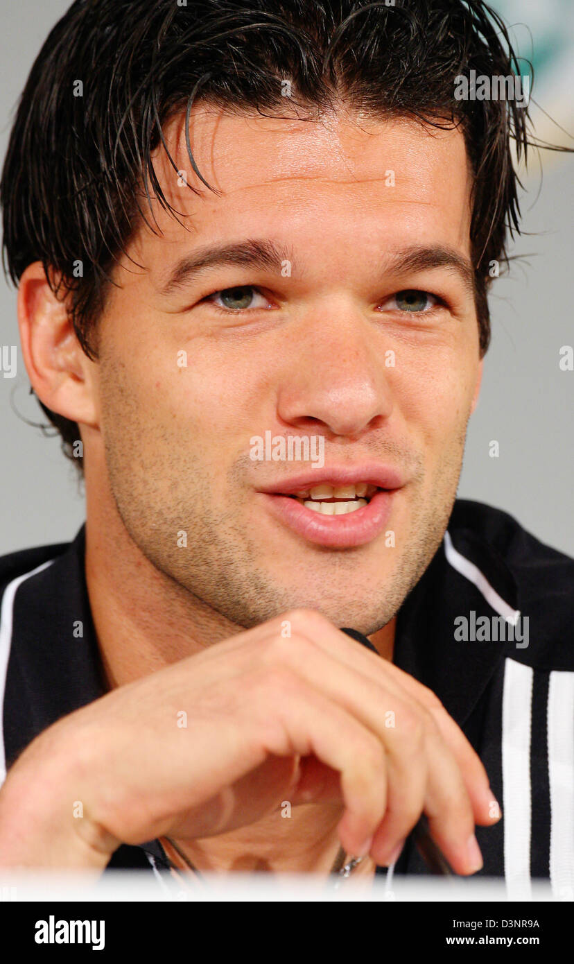 German national soccer team captain Michael Ballack talks during a ...