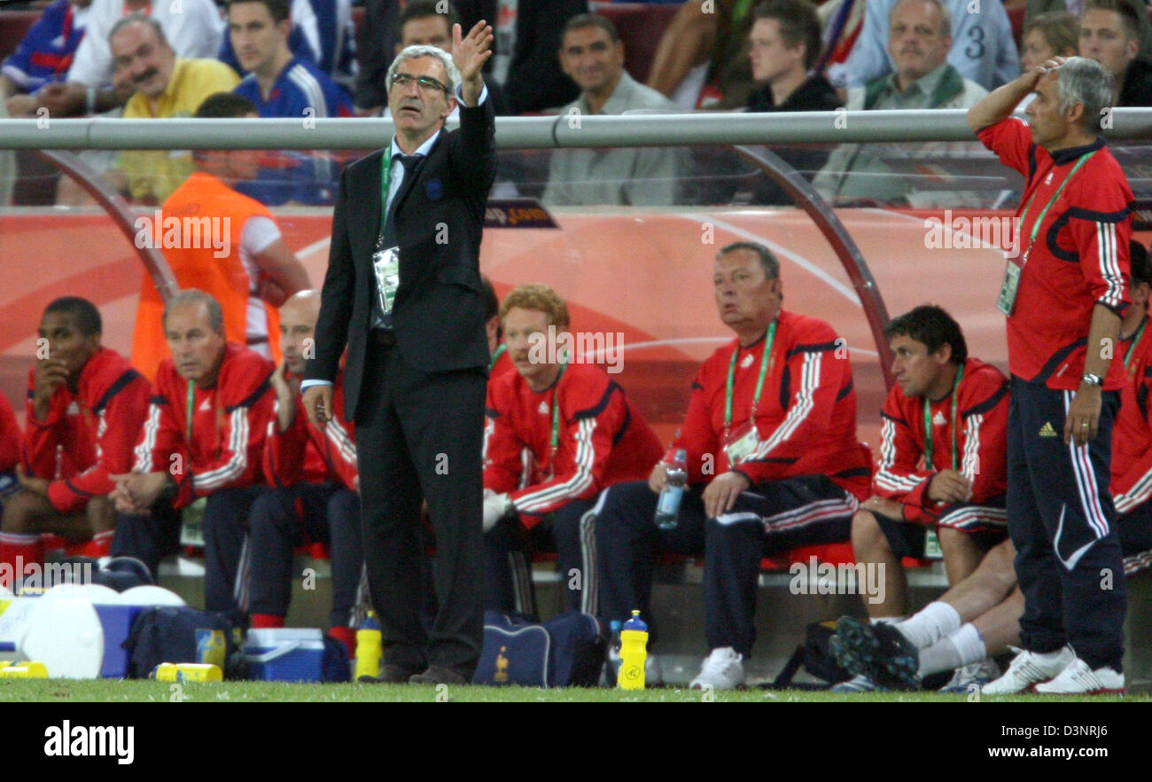 France national coach Raymond Domenech gestures at the sideline during ...