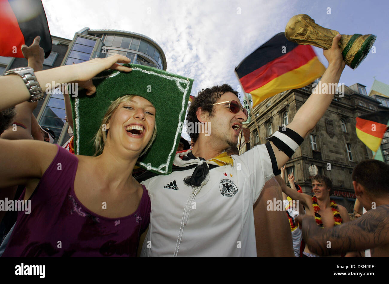 German soccer fans celebrate the victory of their team in the 2006 FIFA ...
