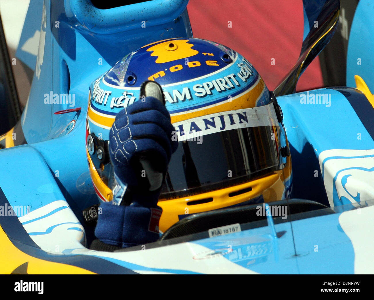 Spanish Formula One pilot Fernando Alonso for Renault celebrates after ...