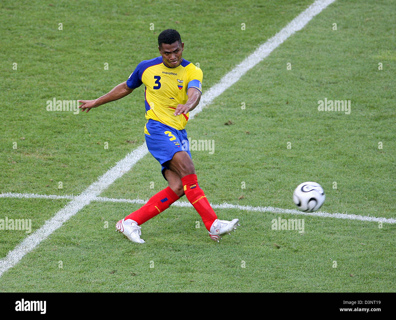 Ecuadorian soccer player Ivan Hurtado shoots the ball at the second ...