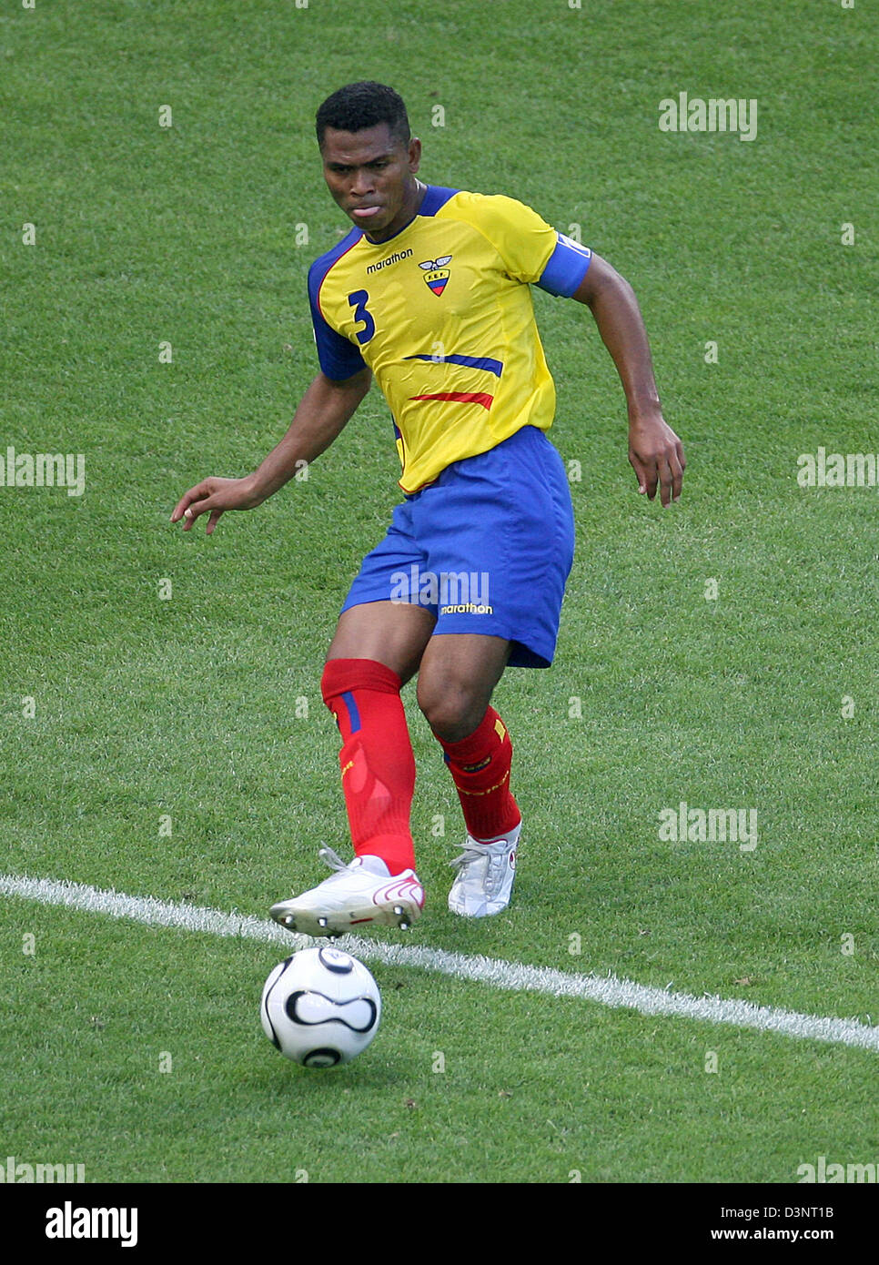Ecuadorian soccer player Ivan Hurtado shoots the ball at the second ...