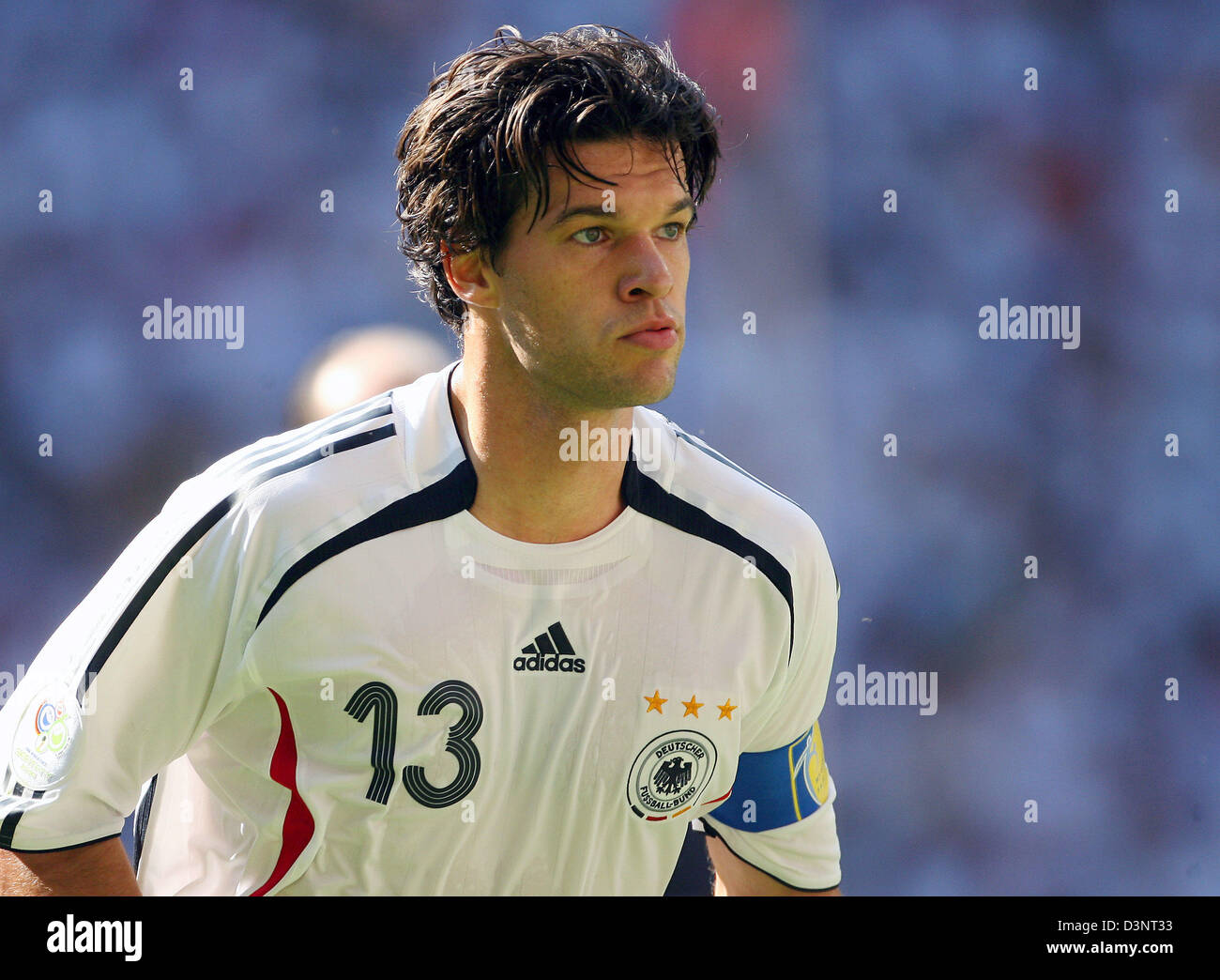 German midfielder Michael Ballack watches the ball during the second ...