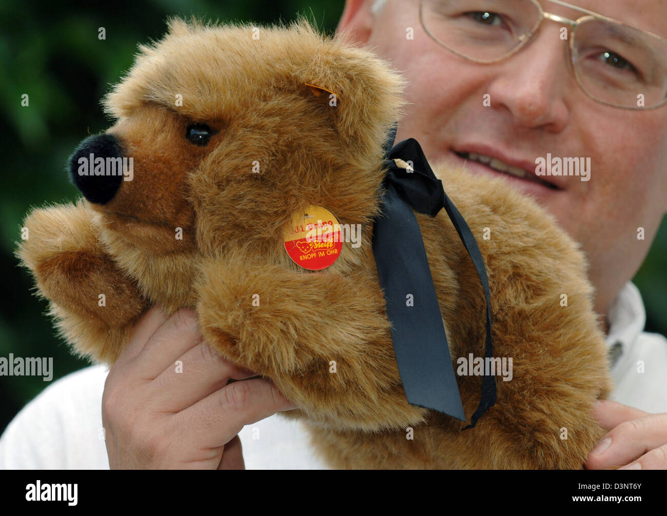Businessman Helmut Brossmann presents a plush bear named 'Bruno JJ1' in ...