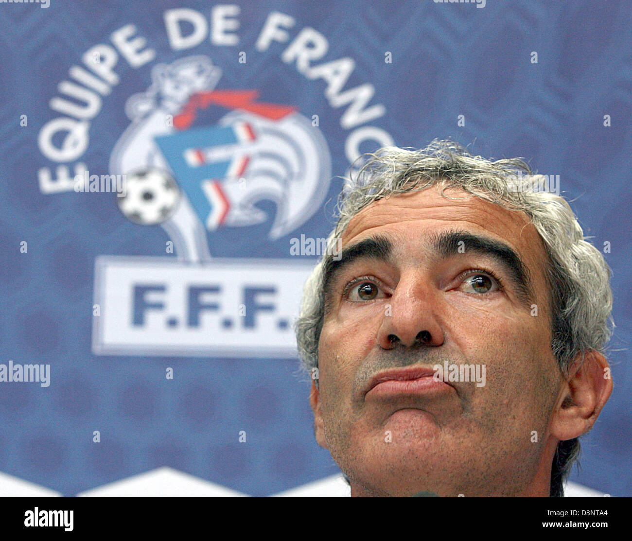 French national soccer team head coach Raymond Domenech talks during a ...
