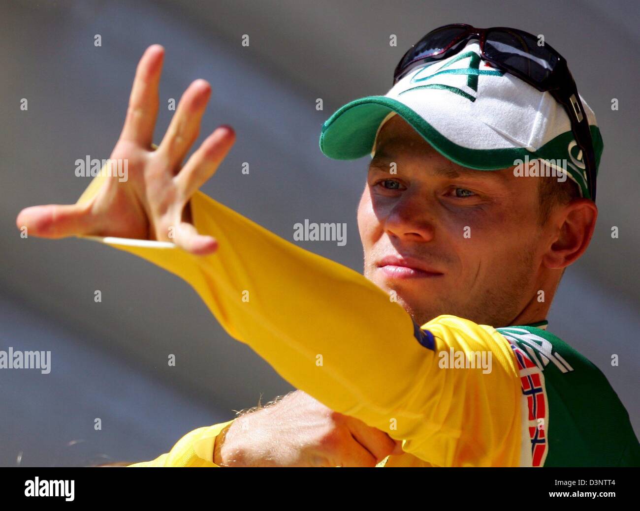 Norwegian cyclist Thor Hushovd of the Credit Agricole cycling team ...