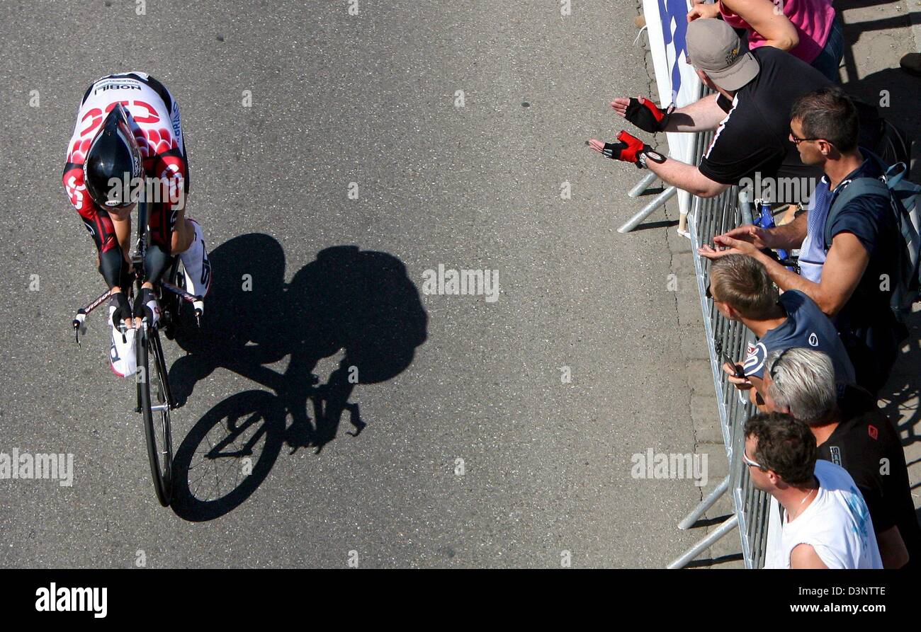US cyclist David Zabriskie of the CSC cycling team rides his bike ...