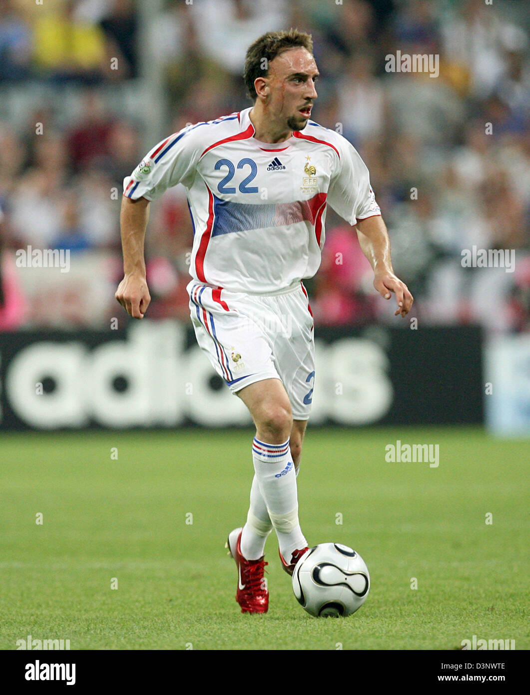 French national soccer player Frank Ribery shinnies the ball during the ...