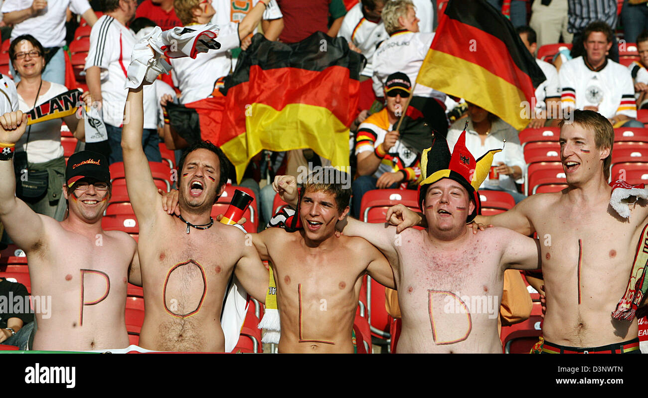 Supporters of Germany with the nickname of german player Lukas Podolski ...