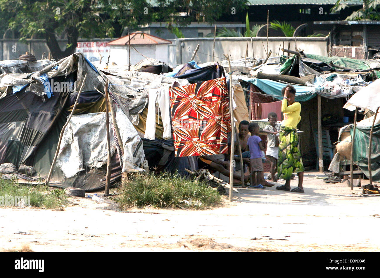 The picture shows the barracks of poor Congolese in Kishasa, DR Congo ...