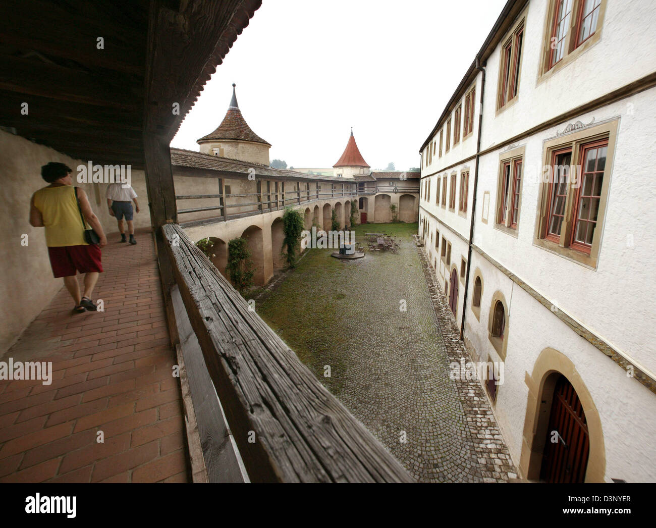 The picture shows the 460 metres long city wall of the Comburg in ...
