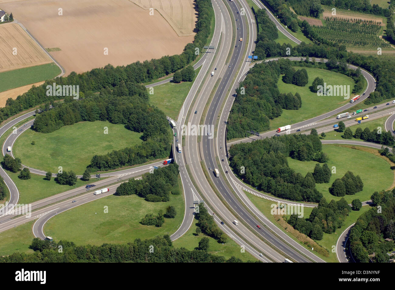 The picture shows the autobahn interchange of the A3 and A93 near ...