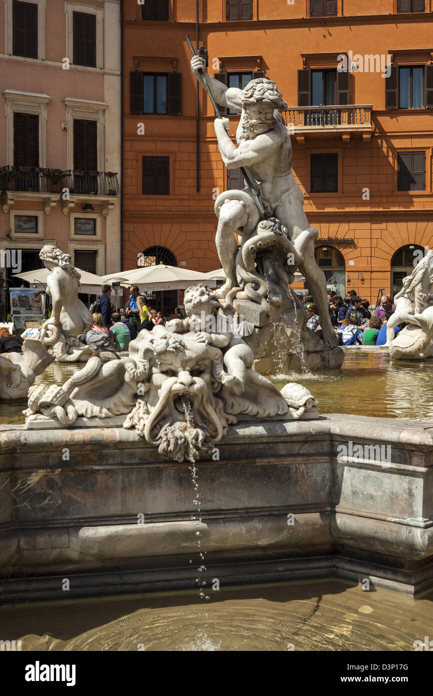 Details of the water fountains in Piazza Navona in Rome Italy Stock ...