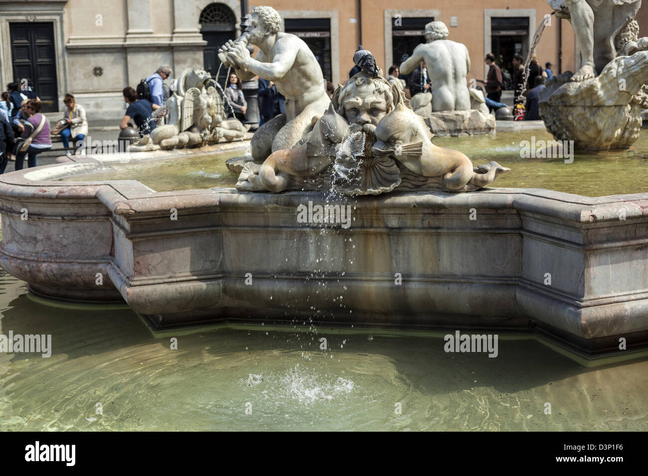 Details of the water fountains in Piazza Navona in Rome Italy Stock ...