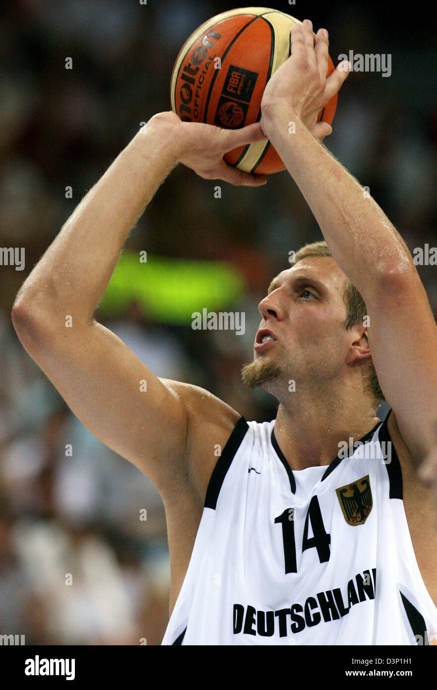 German basketball pro Dirk Nowitzki shoots a free throw during the ...
