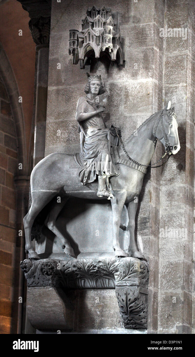 The picture shows the Bamberg Rider, the most famous sandstone ...