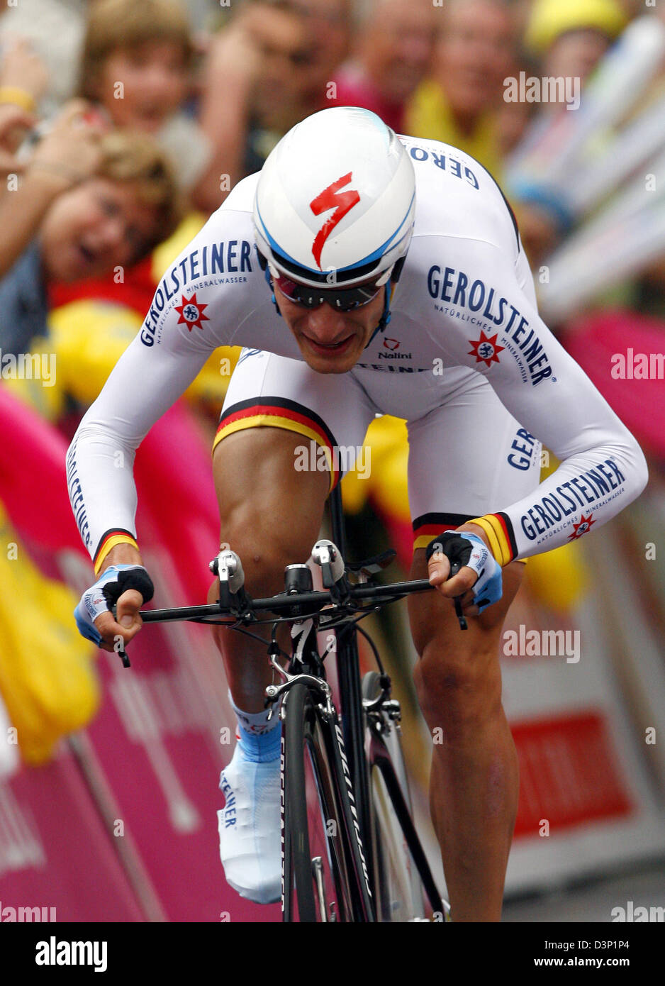 German individual trial champion Sebastian Lang of Team Gerolsteiner ...