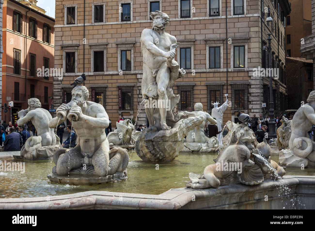 Details of the water fountains in Piazza Navona in Rome Italy Stock ...