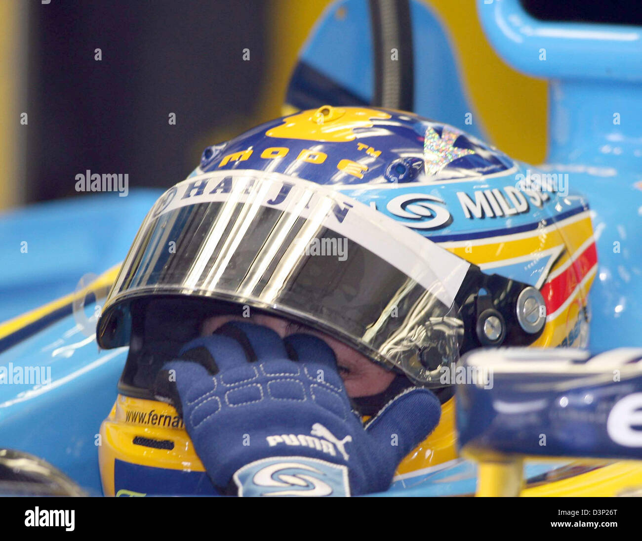 Spanish Formula One driver Fernando Alonso of team Renault F1 is ...