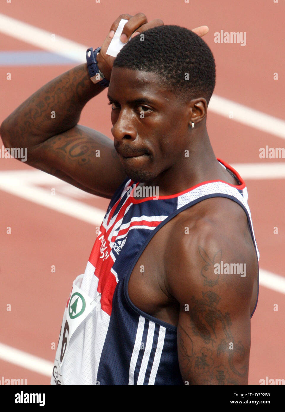 British sprinter Dwain Chambers is pictured after the 100 metres heat ...
