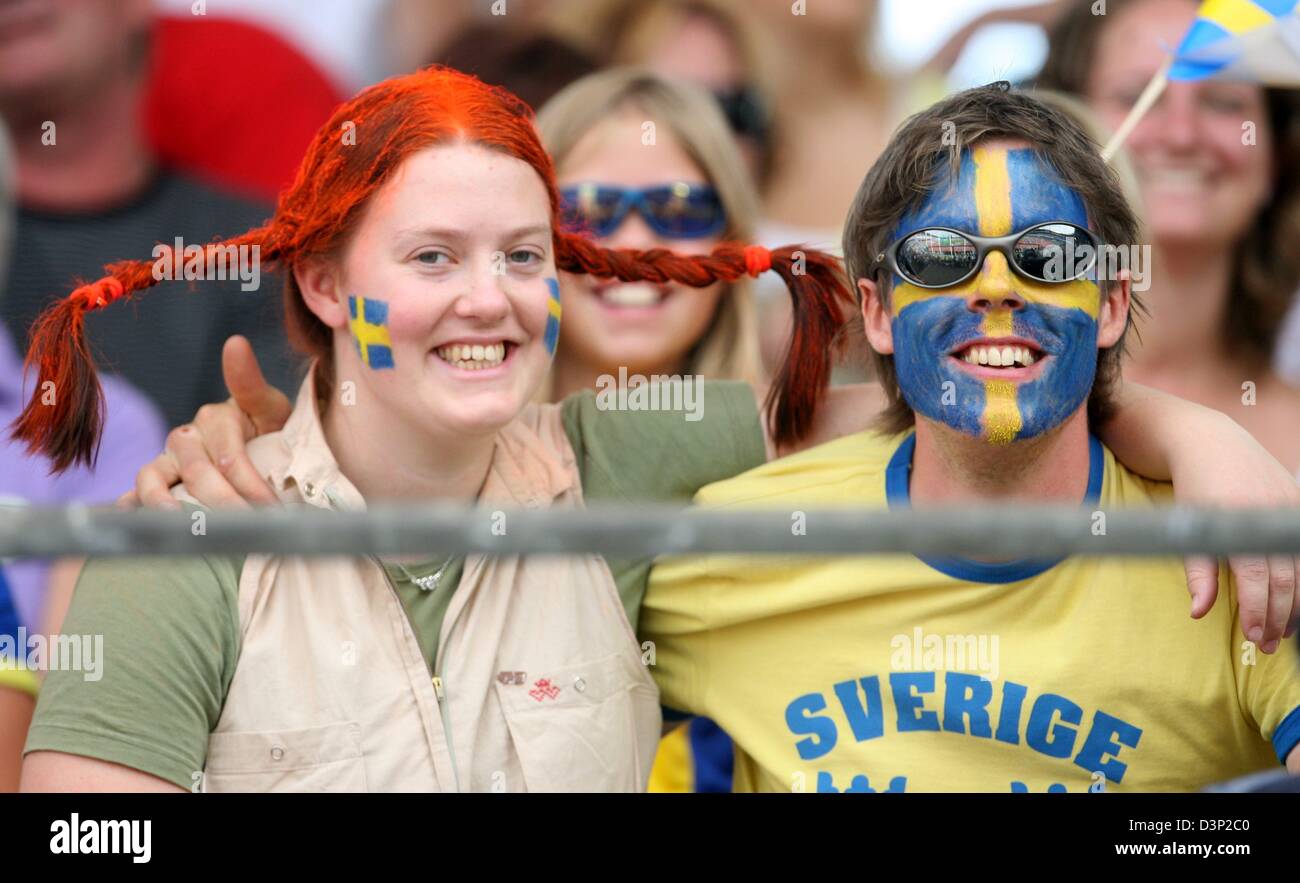 Swedish fans are pictured on the grandstand at the 19th European ...