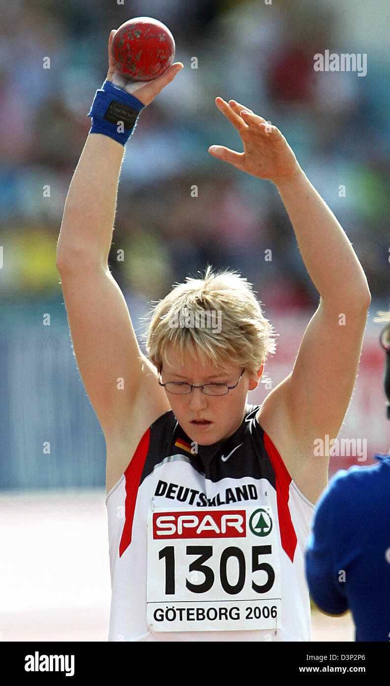 German shotputter Petra Lammert concentrates on her first attempt of ...
