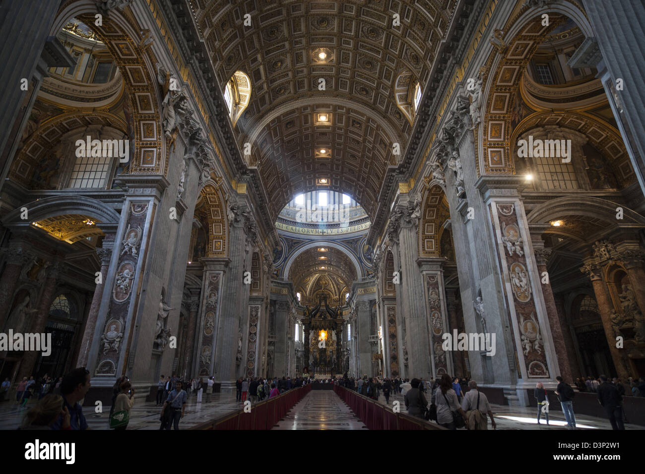 The Baldacchino designed by Bernini the huge altar canopy with bronze ...