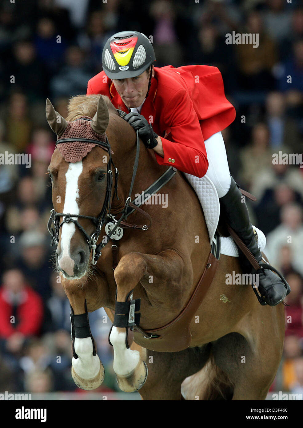 The picture shows German rider Ludger Beerbaum and his horse 'L'Espoir ...