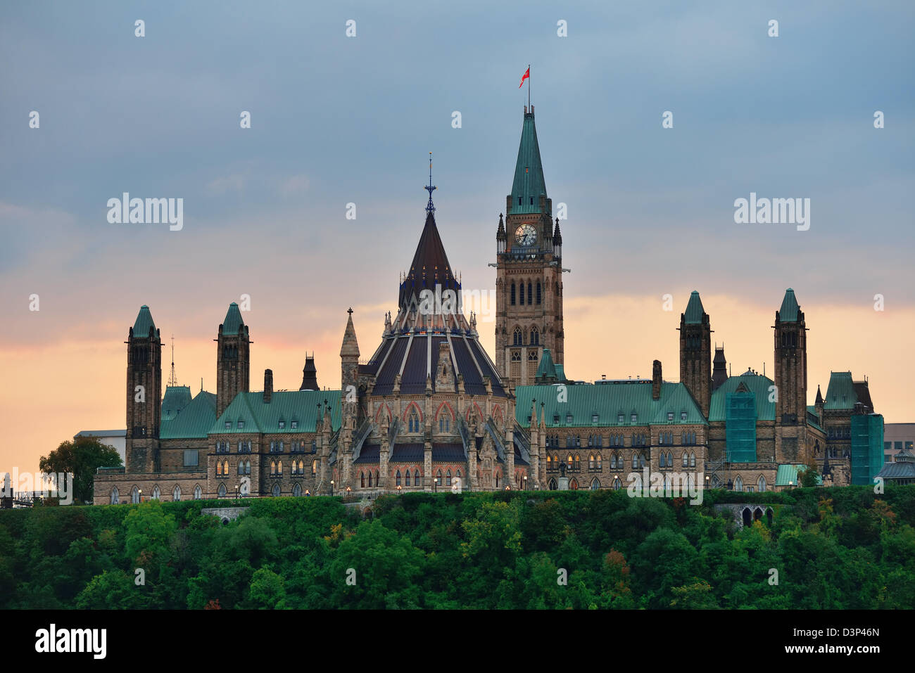 Ottawa city skyline at sunrise in the morning over river with urban ...