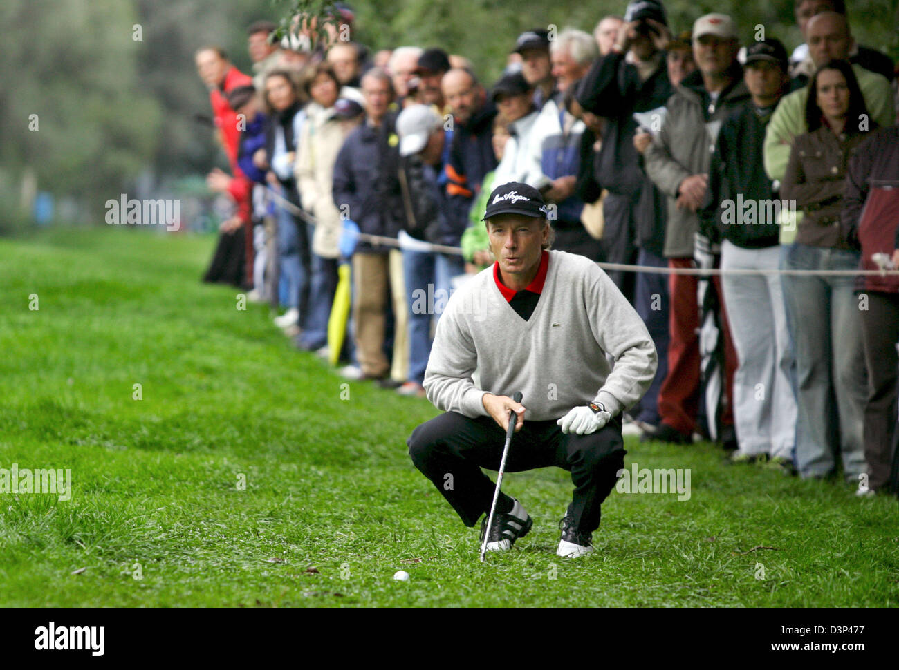 German golf pro Bernhard Langer concentrates on his next drive during ...