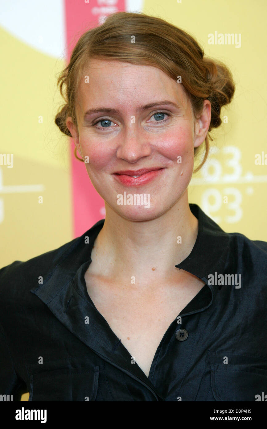 German actress Nicola Schoessler smiles for the cameras at a photocall ...