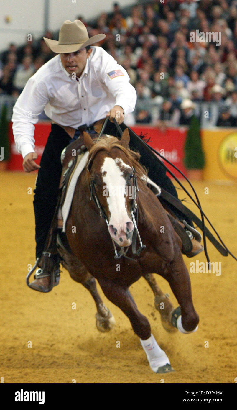 US reining rider Aaron Ralston paces his horse his horse 'Smart Paul ...