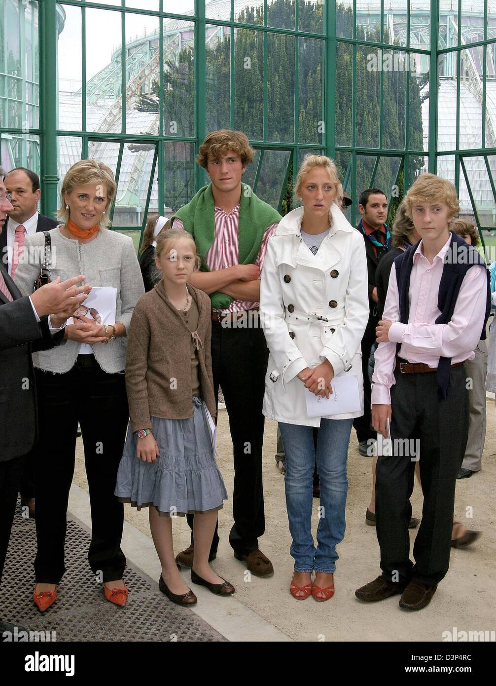 Princess Astrid of Belgium (L) and her children prince Amedeo (C ...