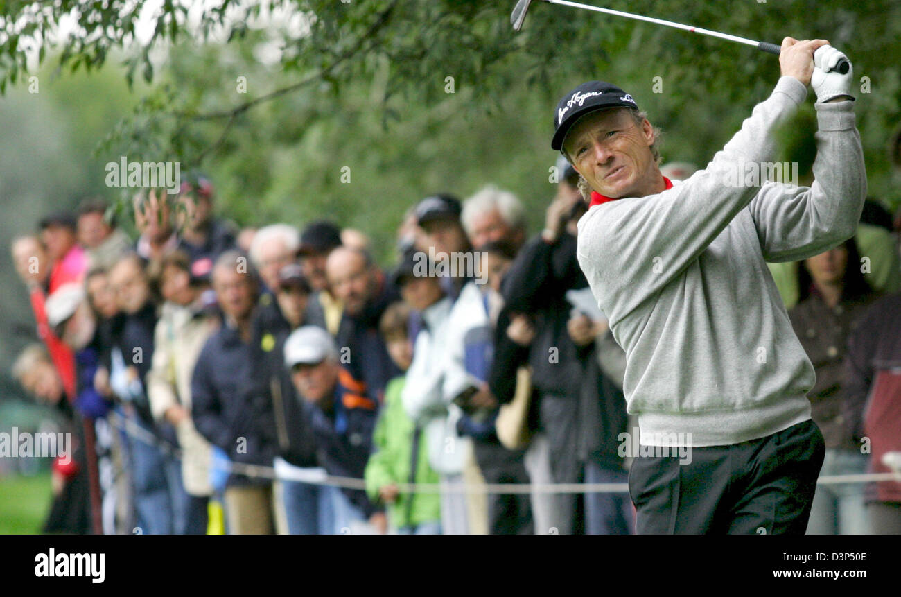 German pro golfer Bernhard Langer hits the ball at the BMW International Open in Eichenried ...
