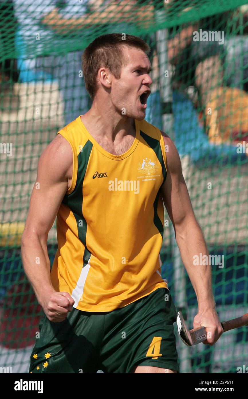 Australian international Michael McCann cheers scoring the 2-1 during ...
