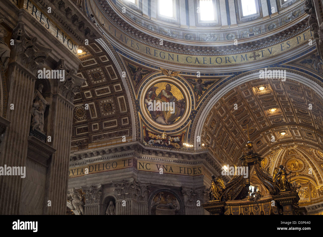 Ornate interior of St Peter's Basilica in Vatican City Rome Italy Stock ...