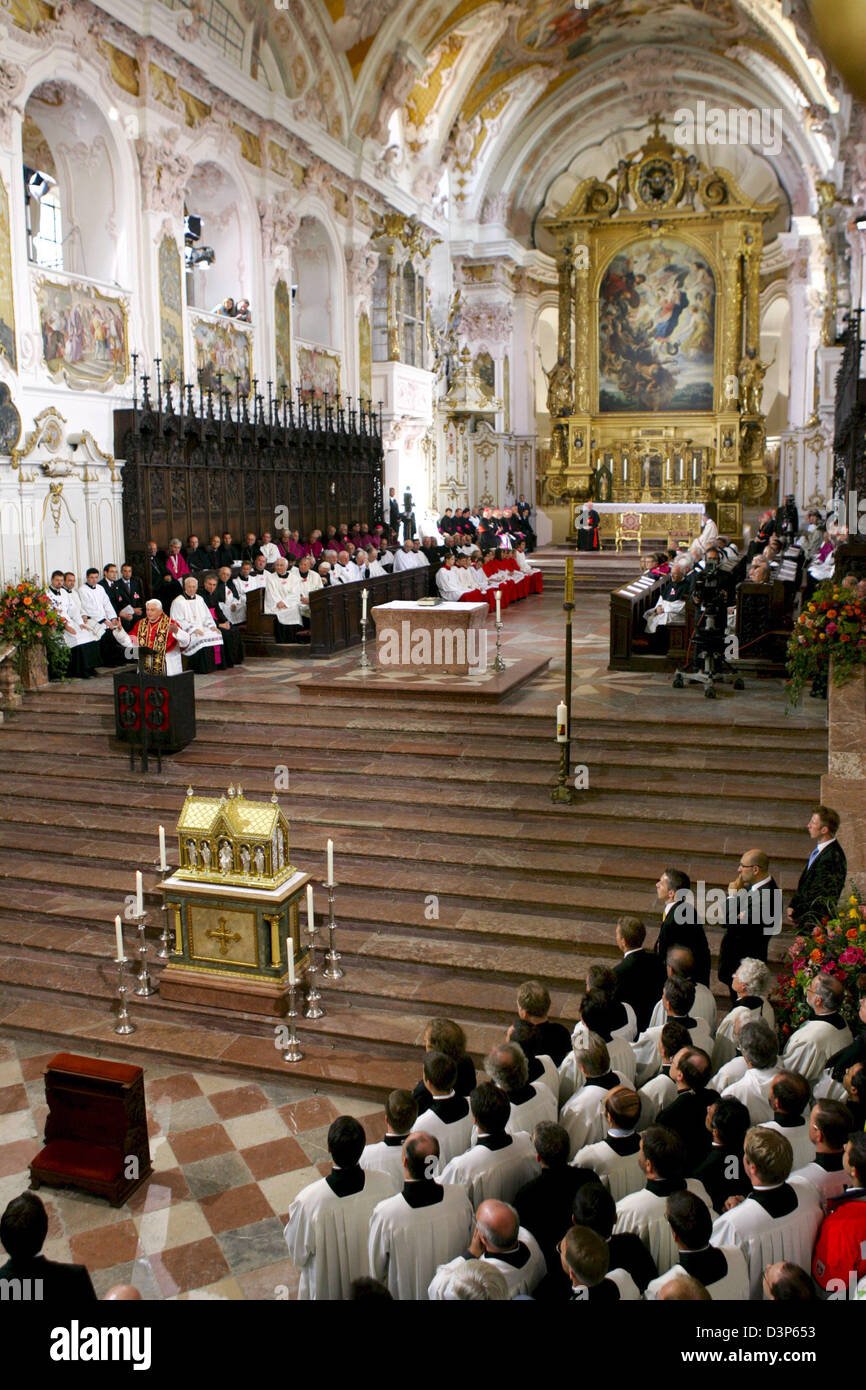 Pope Benedict XVI is pictured in Freising Cathedral (also called St ...