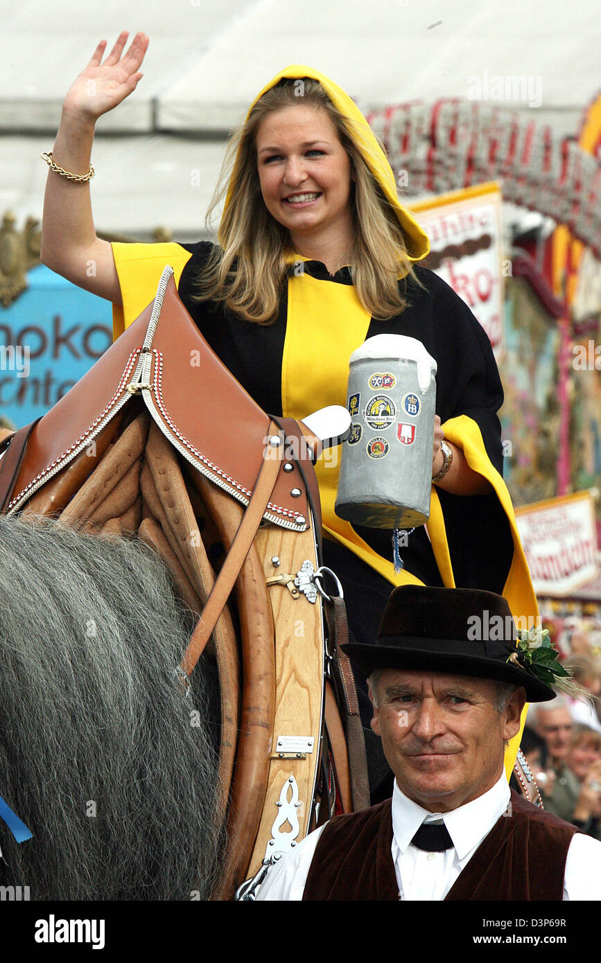 A young woman on a horse, symbolizing the 'Munich child' (depicted on ...