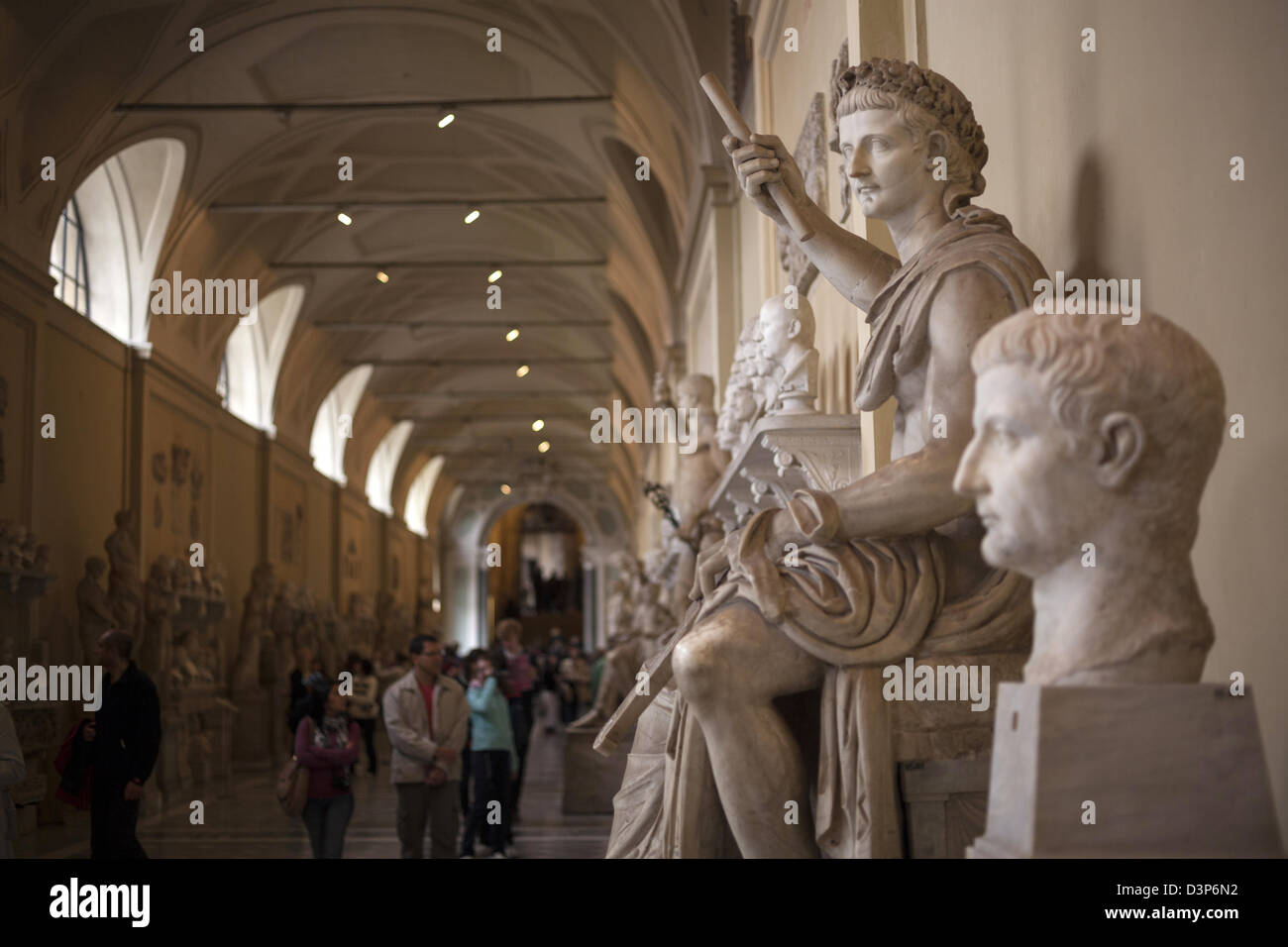 Classical Roman sculpture galleries at the Vatican museum in Rome ...