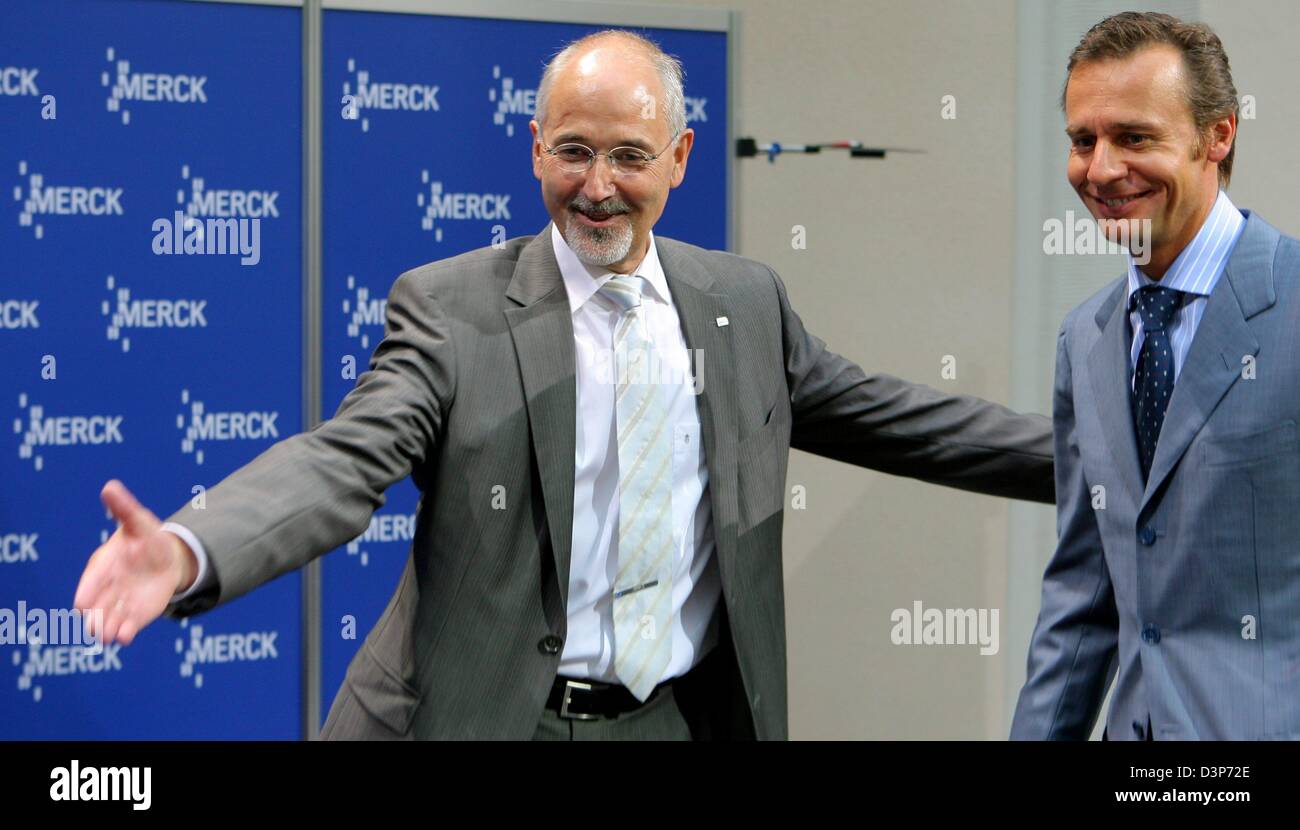 Michael Roemer (L), CEO of German pharmaceutical and chemicals company ...