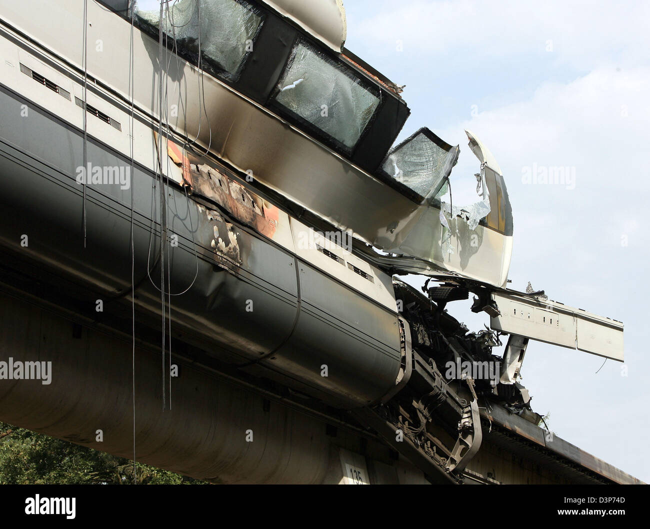The picture shows the destroyed waggon of the 'Transrapid' 08 maglev ...