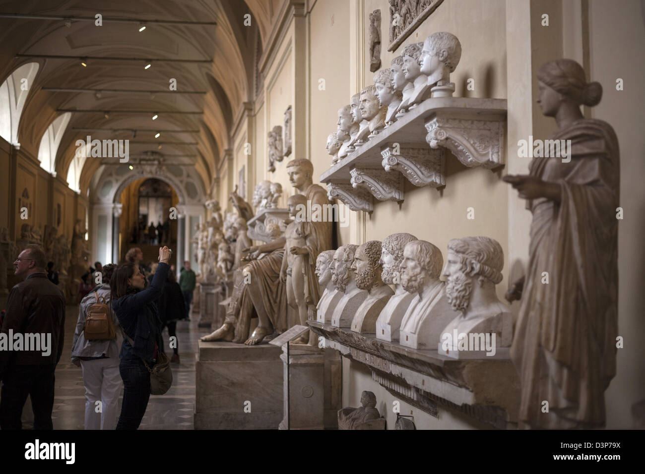 Classical Roman sculpture galleries at the Vatican museum in Rome ...