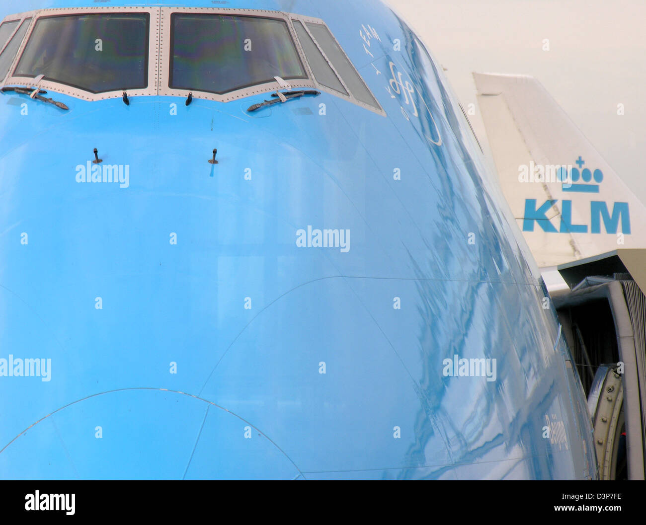 The photo shows an airplane of the Dutch airline KLM (RoyalDutsch ...