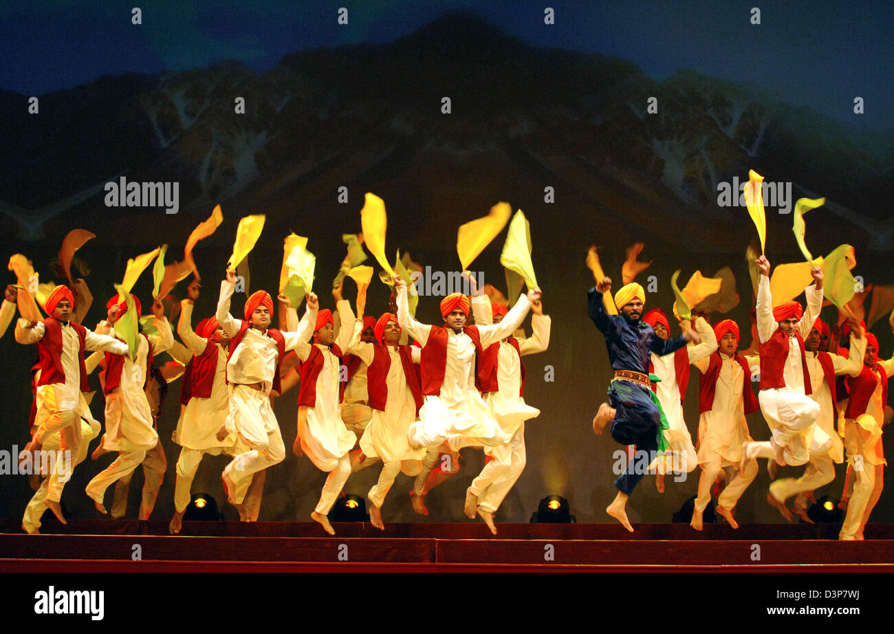 Indian dancers stroll over the stage at a photo rehearsal for the dance ...