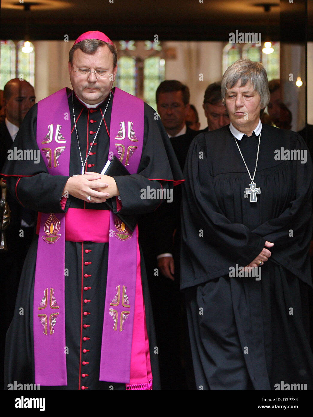 Bishop Franz-Josef Bode (L) and superintendent Doris Janssen-Reschke ...