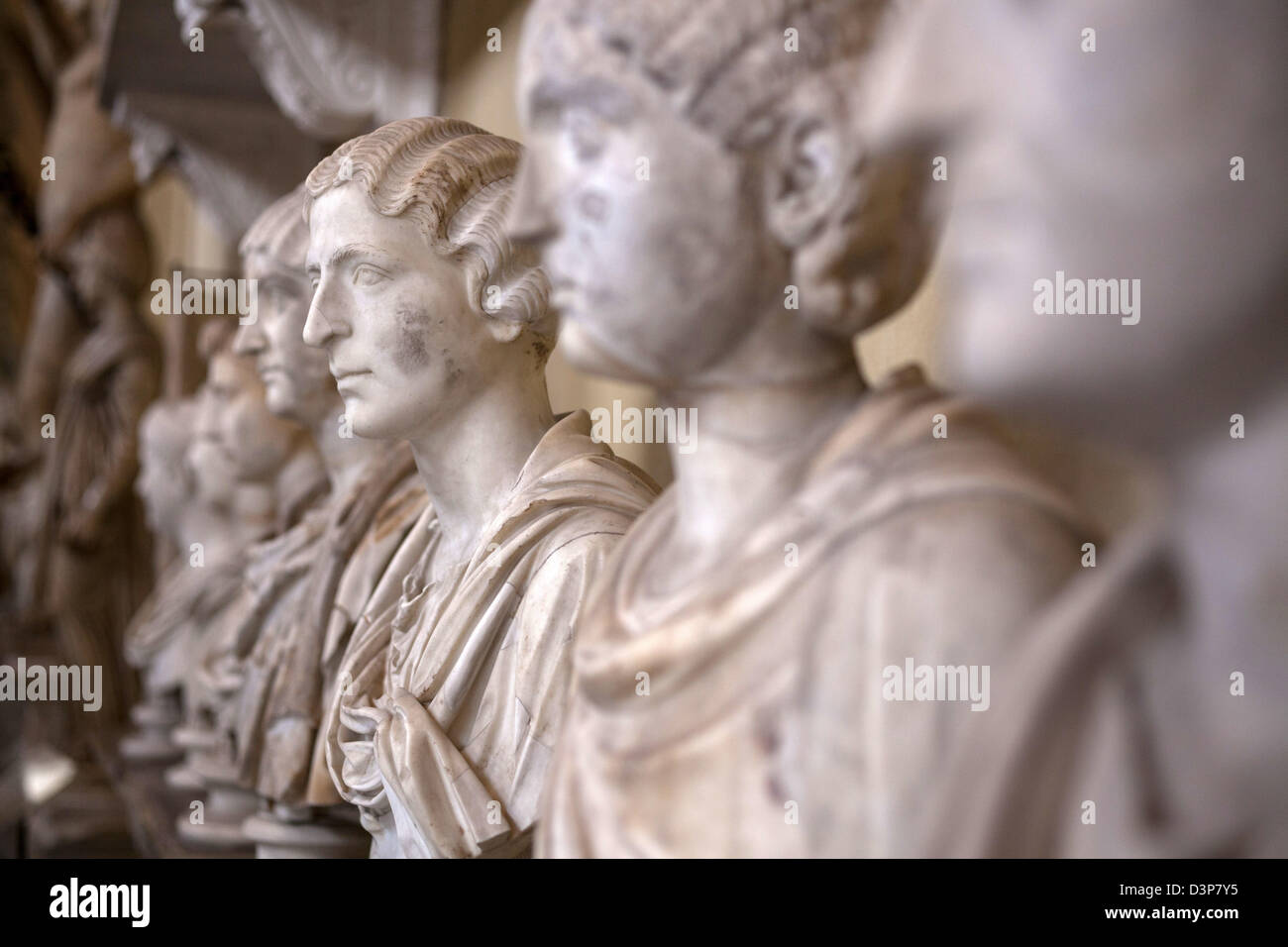 Classical Roman sculpture galleries at the Vatican museum in Rome ...